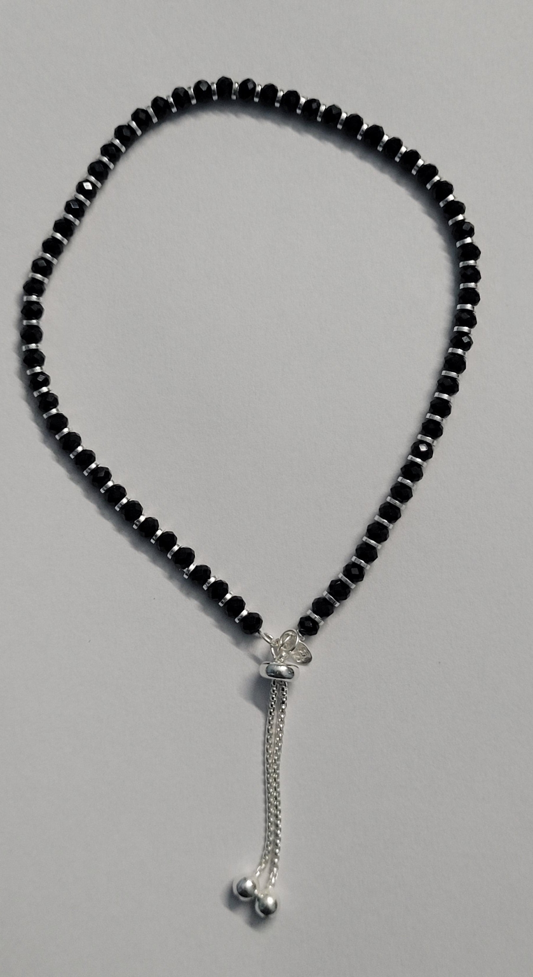 Pure 925 Sterling Silver Black Beads Anklet – Elegant Adjustable Black ...